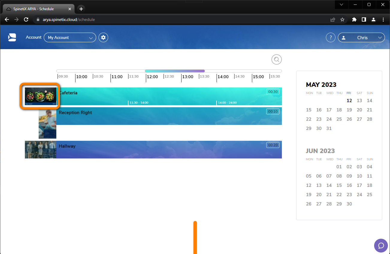 How to manage content scheduled on your player – SpinetiX ARYA Help Center