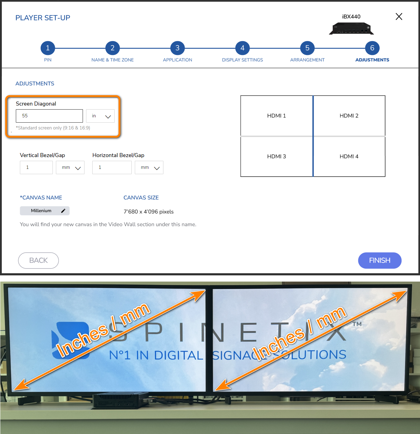 How to set up your iBX440 player for a video wall and connect it to SpinetiX ARYA – Help Center